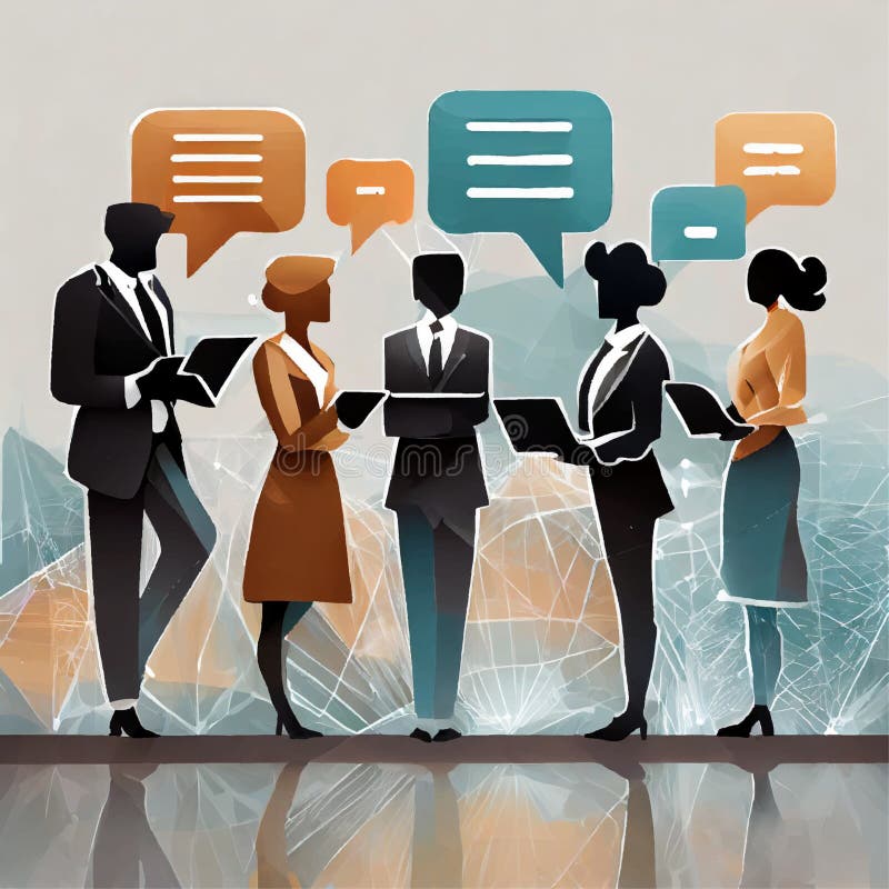 Dialogue Group of People. Men and Women Silhouette Talking in the ...