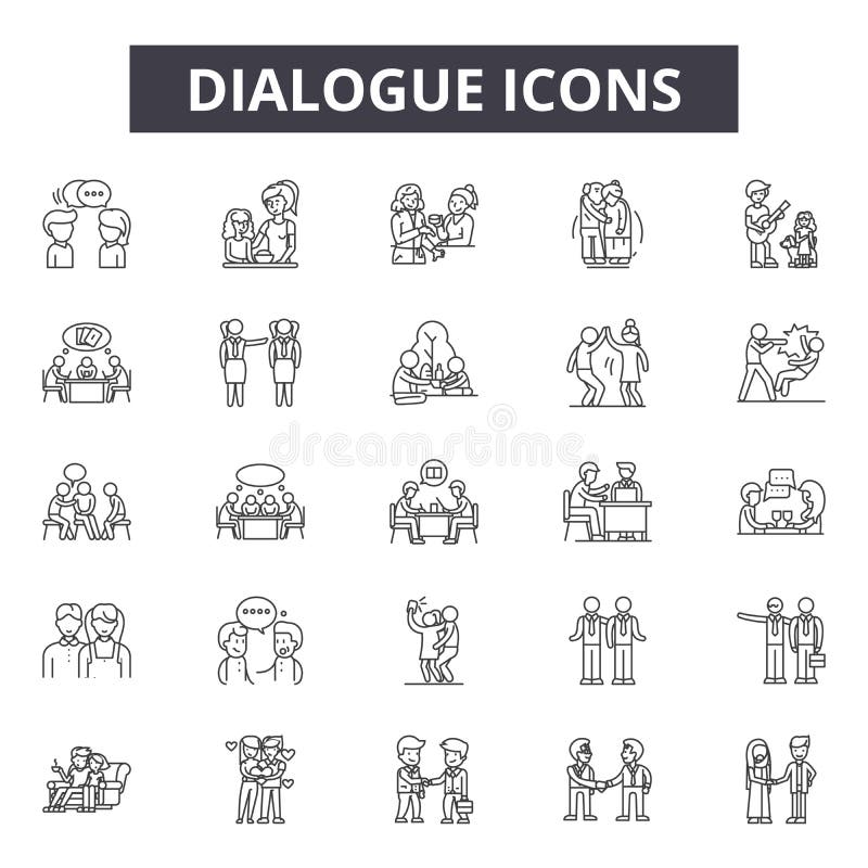 Dialogue Line Icons, Signs, Vector Set, Outline Illustration Concept ...