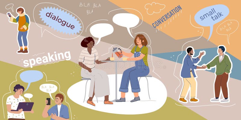 Dialogue People Collage Composition Stock Illustration - Illustration ...