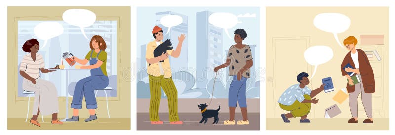 Dialogue People Square Compositions Stock Vector - Illustration of ...