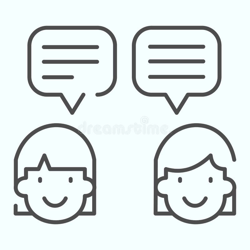 Dialogue Thin Line Icon. Chat Vector Illustration Isolated on White ...