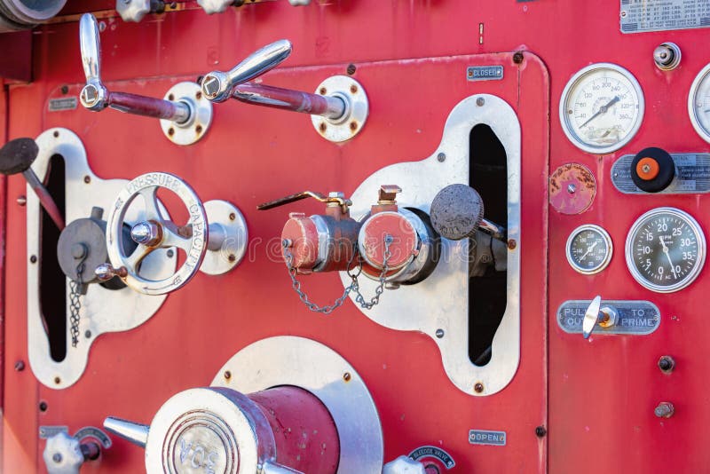 Dials and Controls on a Fire Engine Stock Photo - Image of door ...