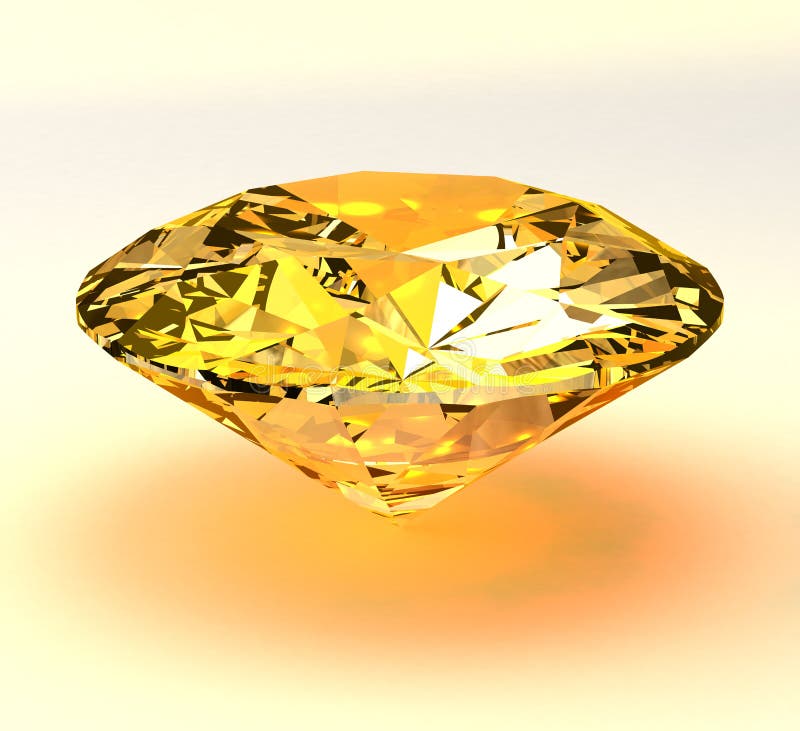 Diamant jaune 3d brillant illustration stock. Illustration du noblesse ...