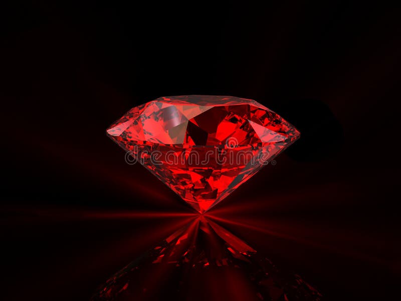 Diamant Rouge Sur Le Fond Noir Illustration Stock - Illustration du ...