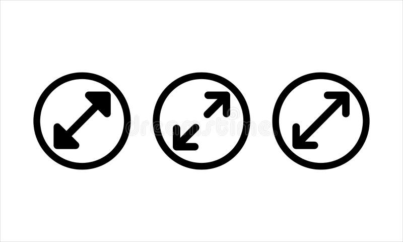 Diameter Icon Set in Black on Isolated White Background. EPS 10 Vector ...