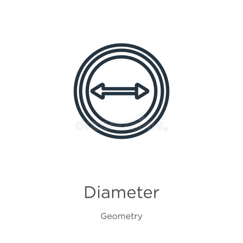 Diameter Icon. Thin Linear Diameter Outline Icon Isolated on White ...