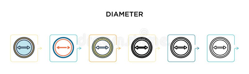 Diameter Vector Icon in 6 Different Modern Styles. Black, Two Colored ...