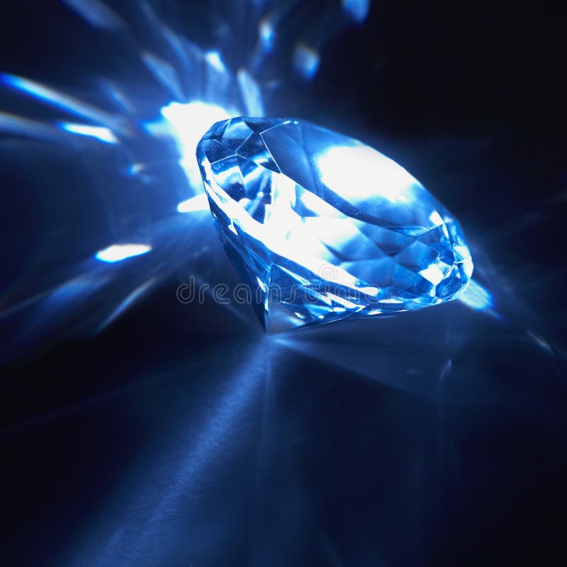 Shiny Blue Diamond on a Black Background Stock Photo - Image of ...