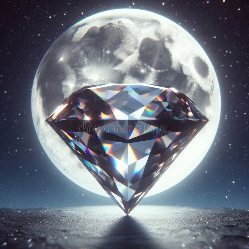 Diamond on the Background of the Full Moon. Stock Photo - Image of flat ...