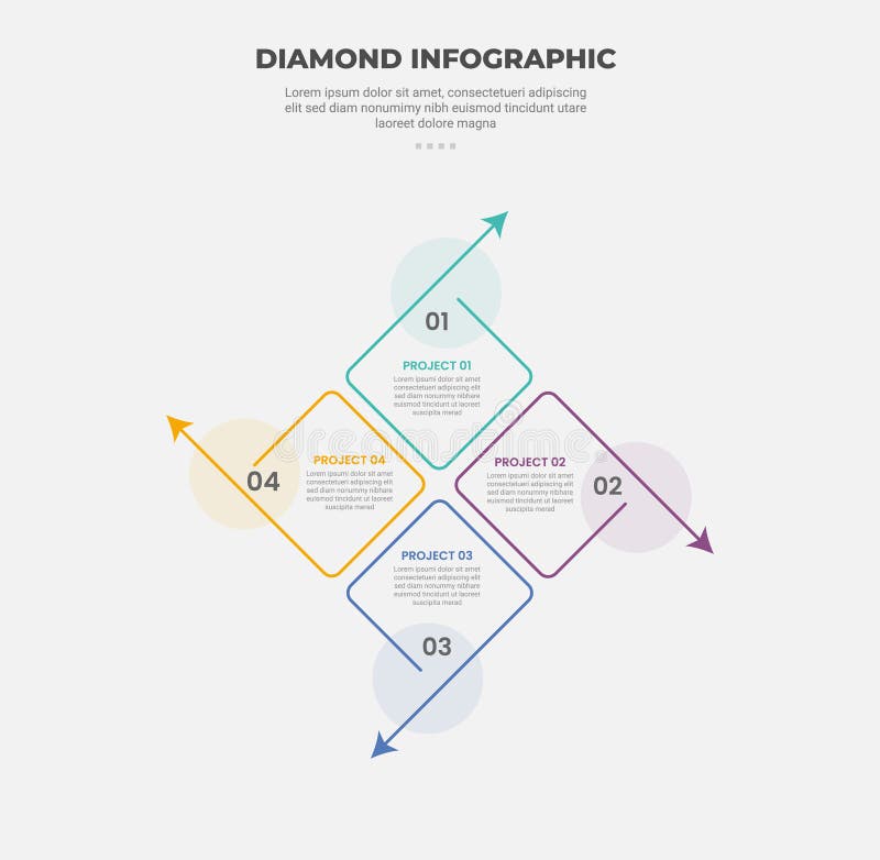 Diamond Base Shape Infographic Outline Style with 4 Point Template with ...
