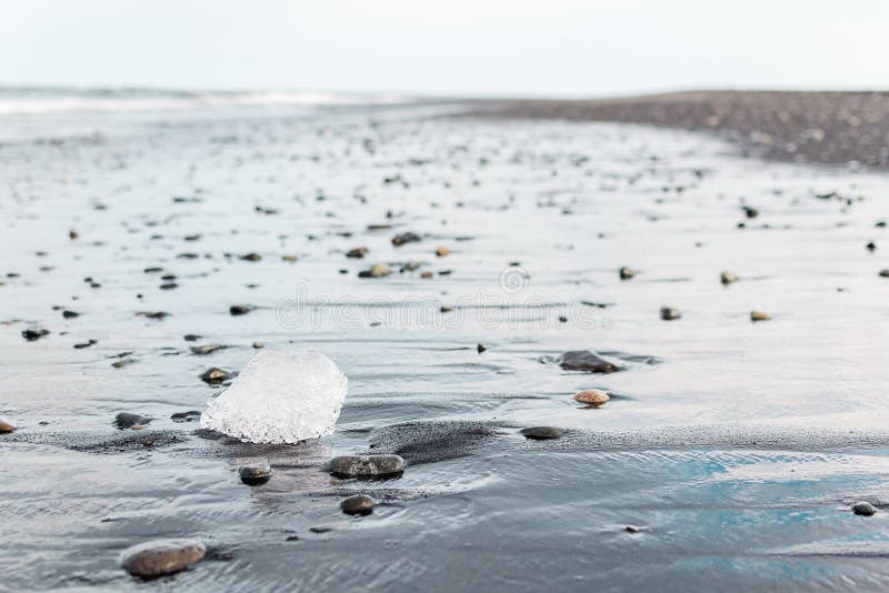 Diamond Beach in Iceland, Black Sand Stock Image - Image of climate ...