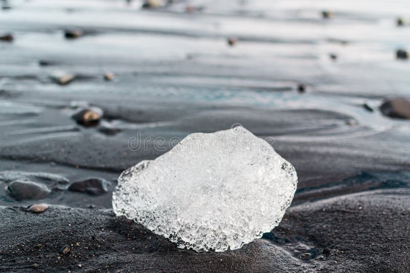 Diamond Beach in Iceland, Black Sand Stock Photo - Image of cold ...