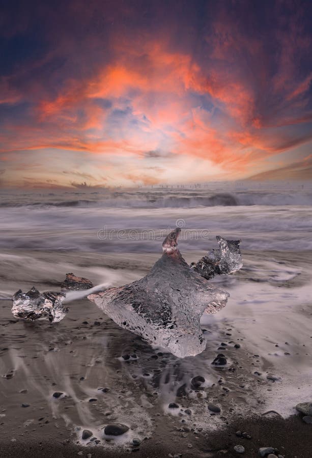 Diamond Beach, Ice Beach in Iceland Stock Image - Image of glacial ...