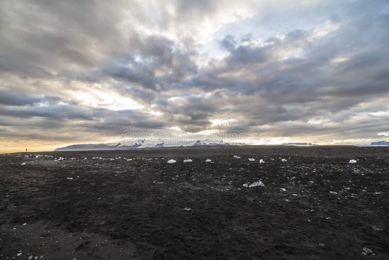 Diamond Beach on Sunset in South Iceland Stock Image - Image of fresh ...