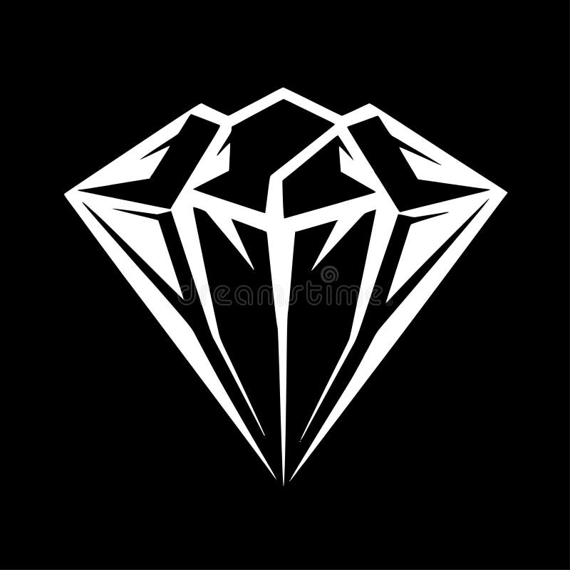 Diamond - Black and White Vector Illustration Stock Vector ...