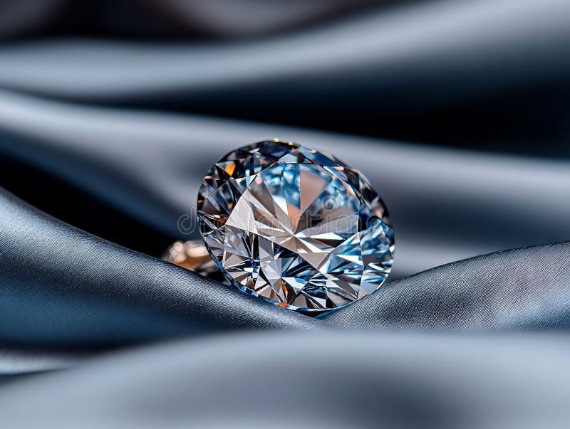 A Diamond on a Blue Cloth with a Black Background Stock Image - Image ...