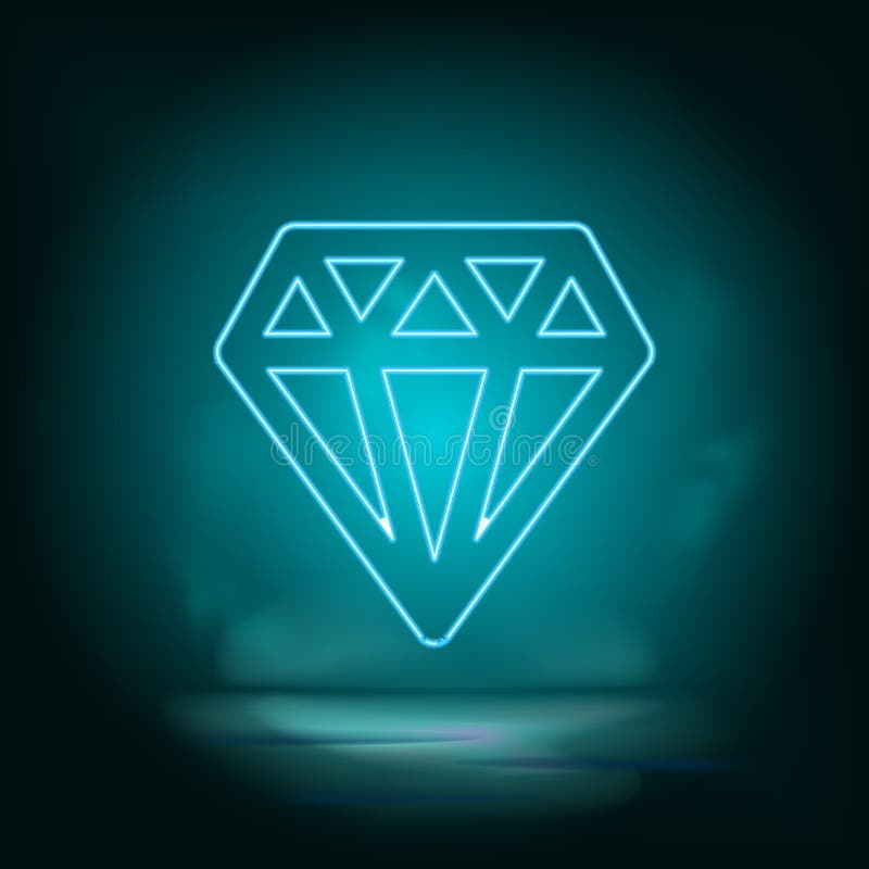 Diamond Blue Neon Vector Icon. Simple Element Illustration from Map and ...
