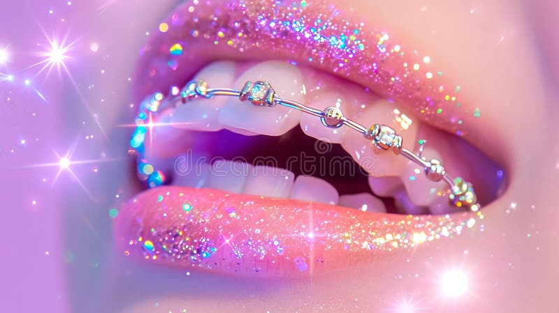 Diamond Braces on Clean Teeth Stock Illustration - Illustration of care ...