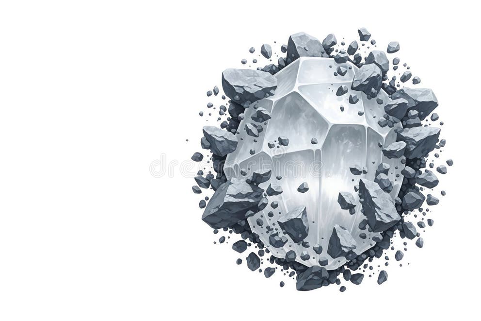 A Diamond Breaking through Boulders. Space for Text. Stock Photo ...