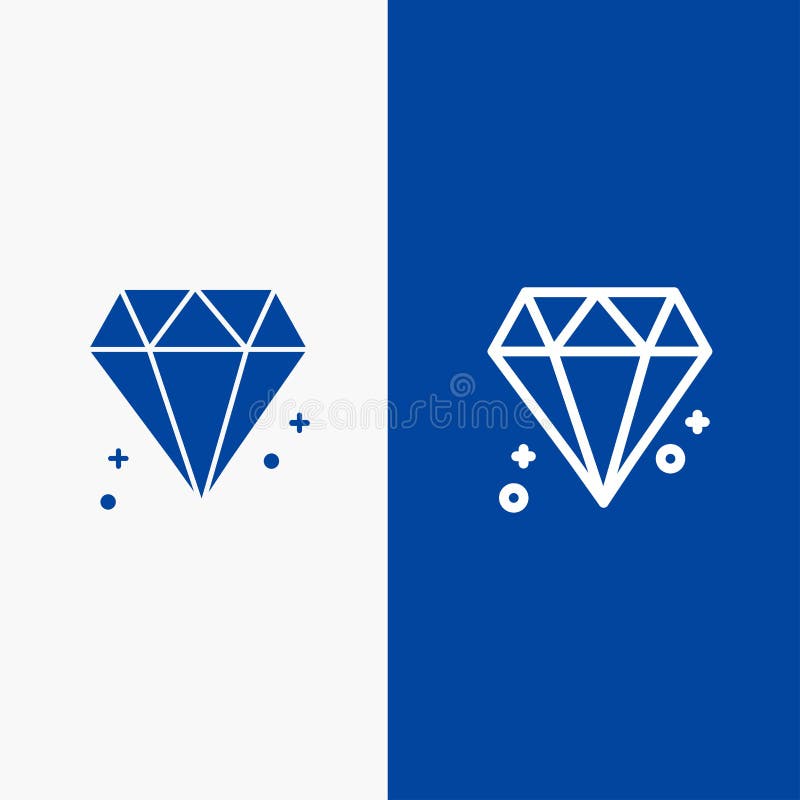 Diamond, Canada, Jewel Line and Glyph Solid Icon Blue Banner Line and ...