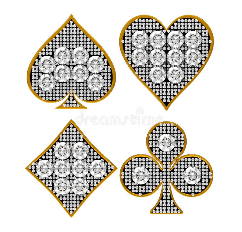 Diamond Card Suits with Golden Framing Stock Illustration ...