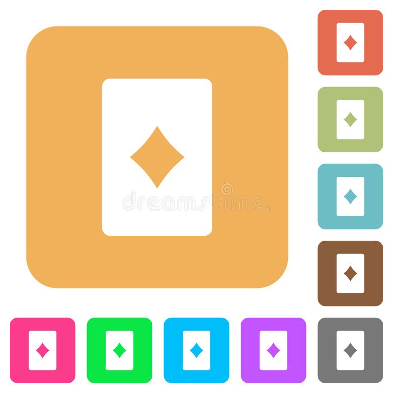 Diamond Card Symbol Rounded Square Flat Icons Stock Vector ...