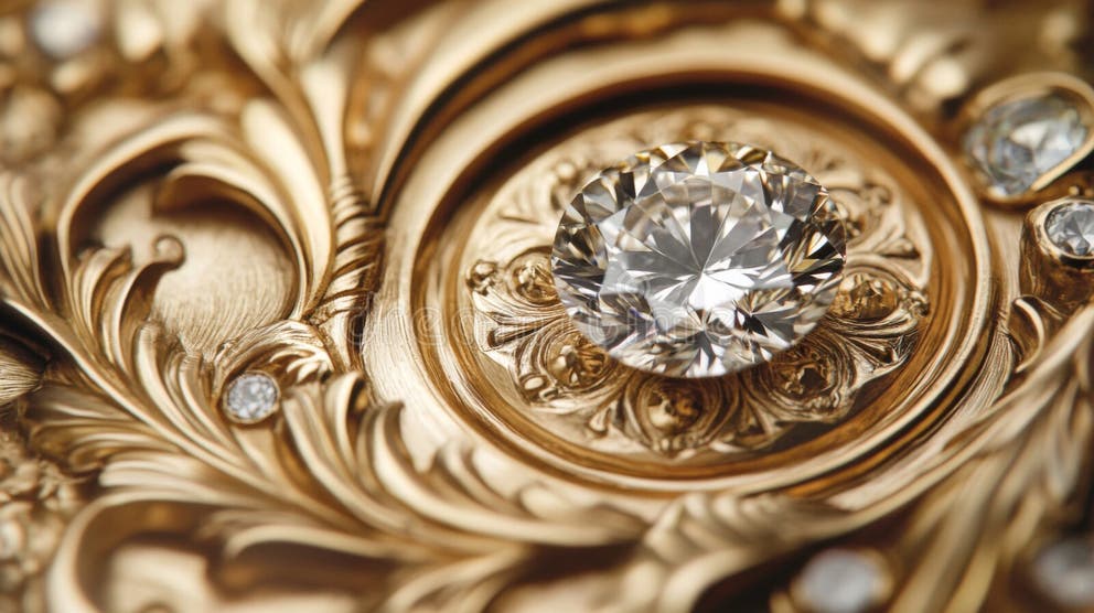 Diamond Centerpiece Ornate Golden Setting Stock Illustration ...