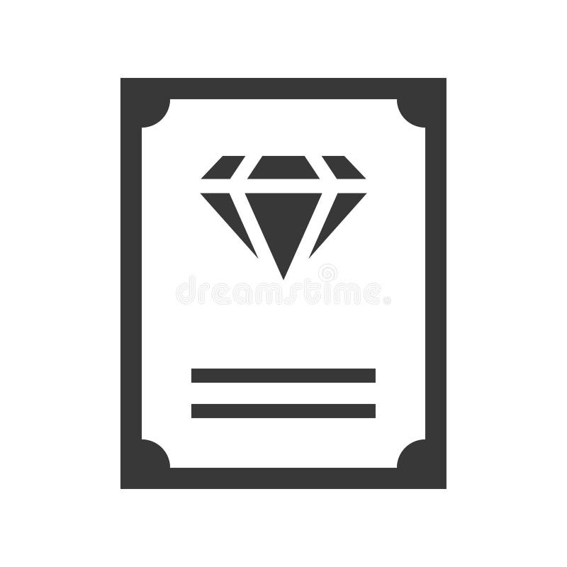 Diamond Certificate Guarantee, Jewelry Icon, Glyph Style Stock Vector ...