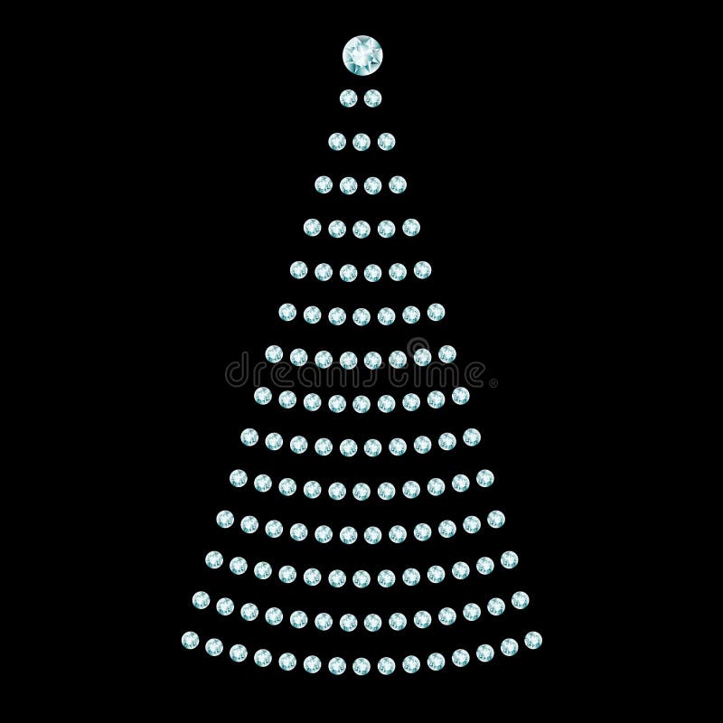 Diamond Christmas Tree, Glowing Gemstones Stock Vector - Illustration ...