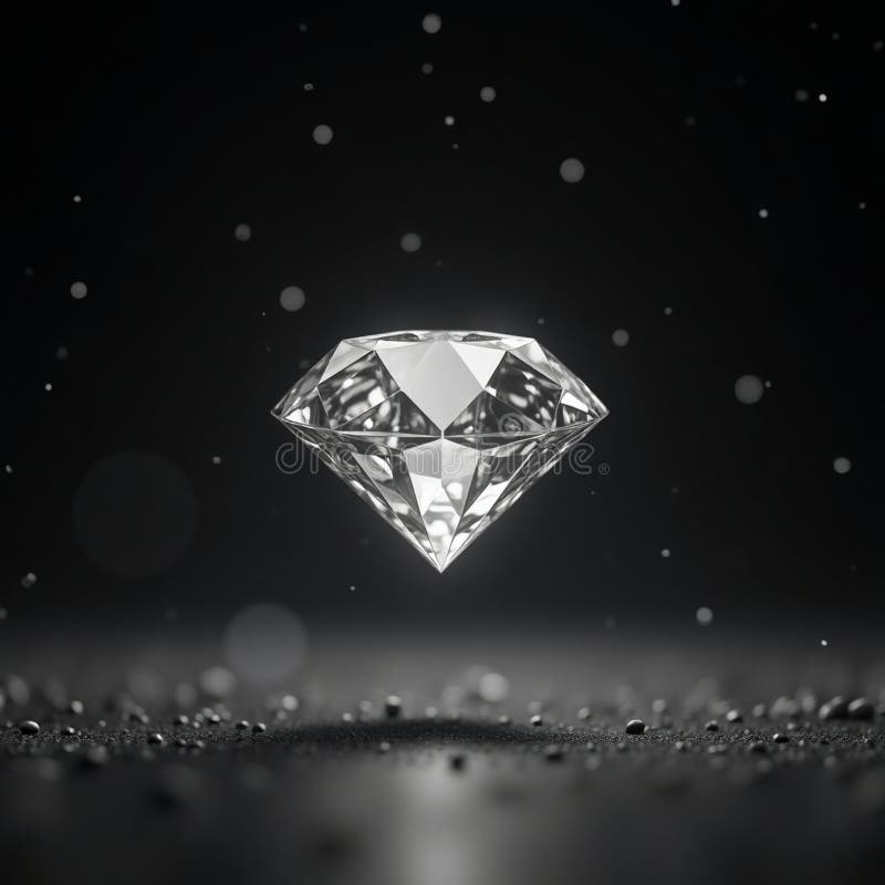 A Diamond with Clear Edges Floats Above a Surface with Bubbles. Stock ...