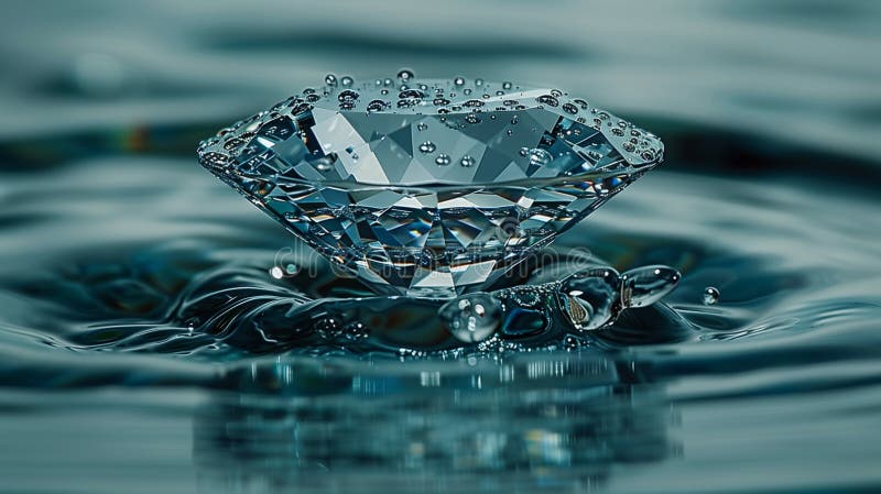 Diamond Close-up, Water Droplet on Top Stock Illustration ...