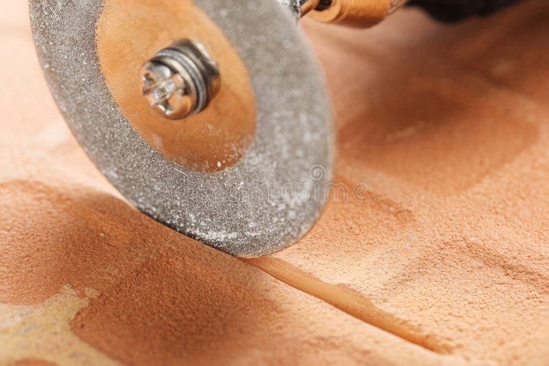 Diamond Coated Disc Cutting Brick or Making Grooves in Concrete Wall ...
