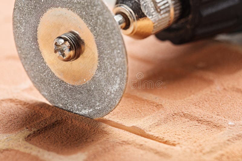 Diamond Coated Disc Cutting Brick or Making Grooves in Concrete Wall ...