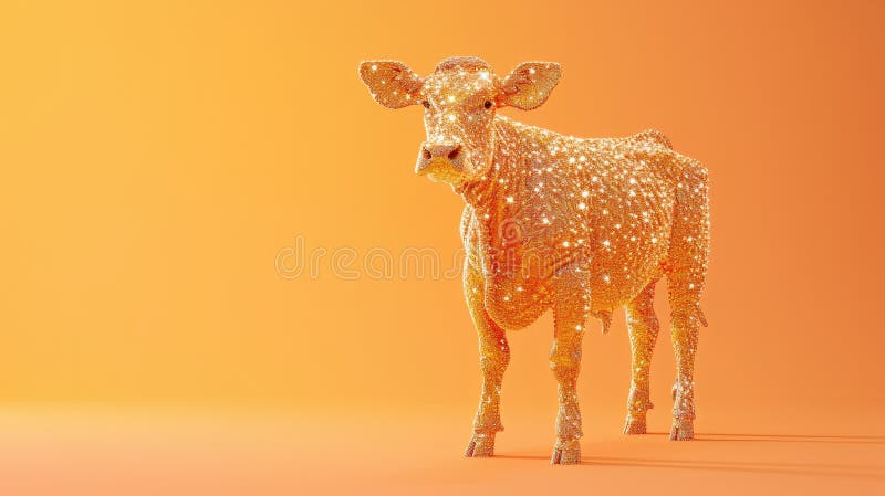 A Diamond Cow with Golden Highlights on it Stock Illustration ...
