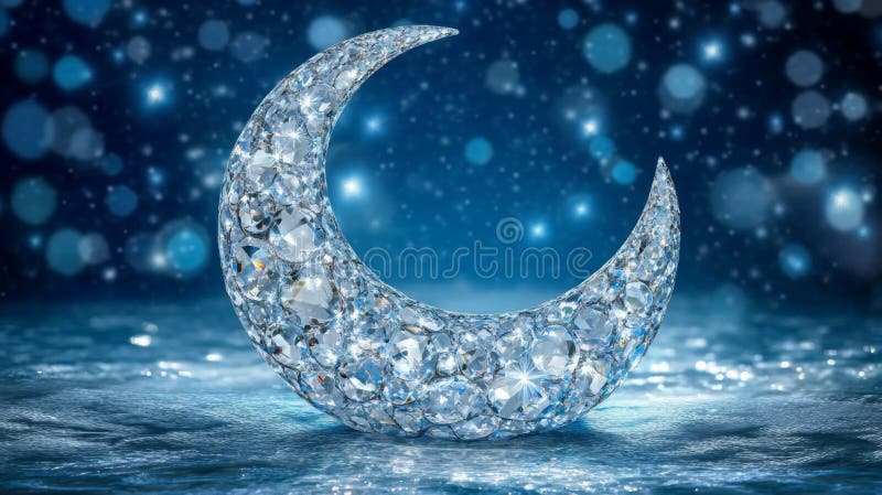 Diamond Crescent Moon Night Sky Stock Illustration - Illustration of ...