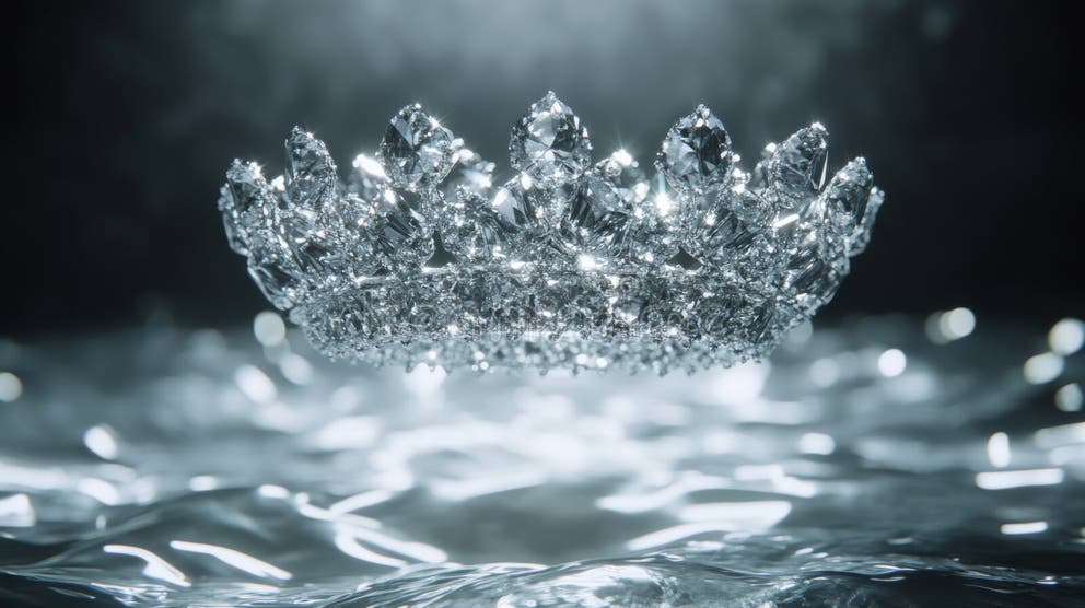 Diamond Crown Floating Above Water Surface Stock Illustration ...