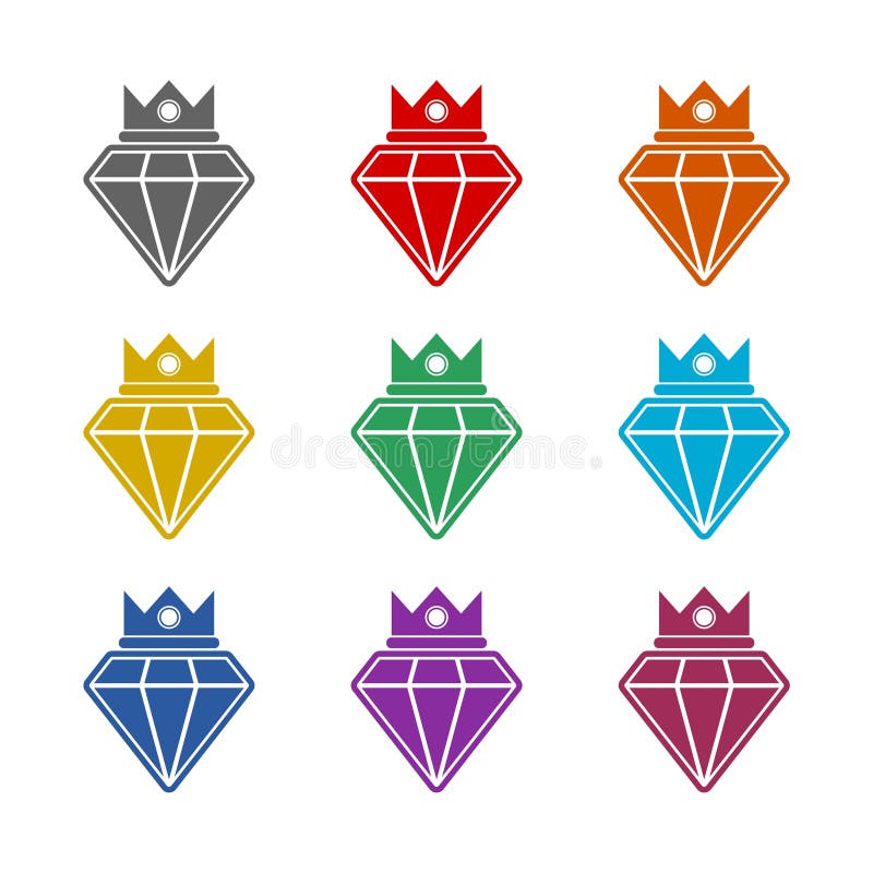 Diamond Crown Icon Isolated on White Background. Set Icons Colorful ...