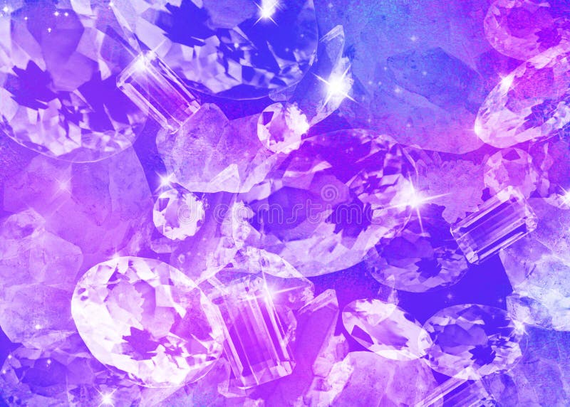 Diamond and Other Crystal Gemstone Background Stock Illustration ...