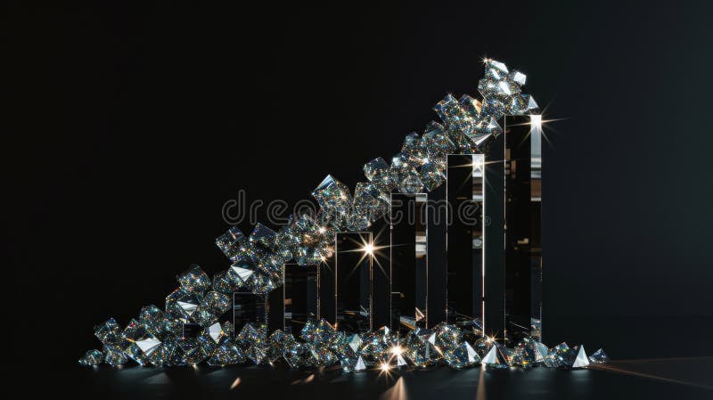 Diamond Cubes Cascading Down a Rising Platform Stock Photo - Image of ...