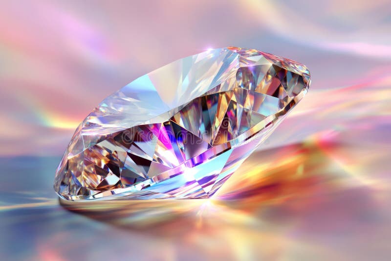 Diamond Cut Crystal Surface Reflecting Spectrum Iridescent Light ...
