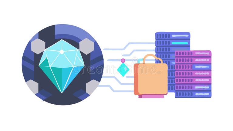 Diamond Data Flow: Blockchain Digital Assets, Vector Design Generative AI Stock Vector ...