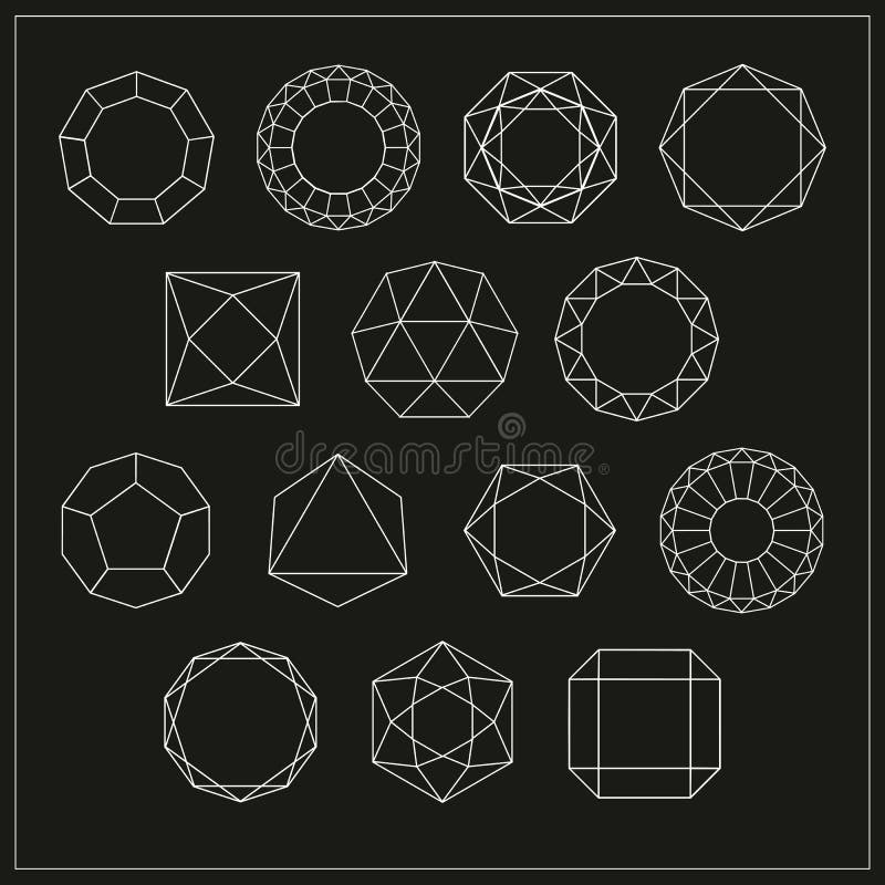 Diamond and Design Elements Vector Icons Set. Stock Illustration ...
