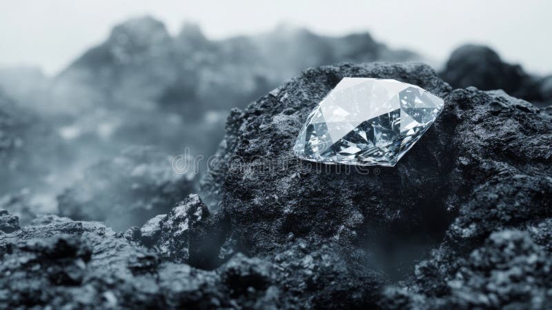 Diamond Discovered Amongst Volcanic Rocks Stock Illustration ...