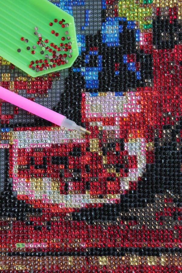 Diamond Embroidery, with Colored Rhinestones. Stock Photo - Image of ...