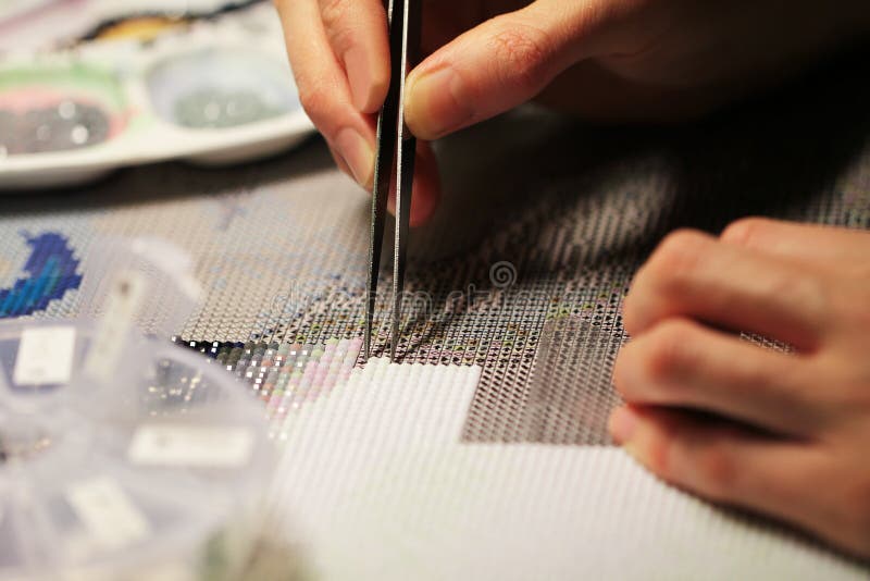 Diamond Embroidery - New Trendy Type of Hobby Stock Image - Image of ...