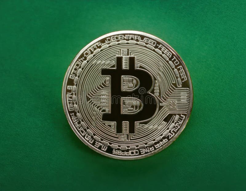 A Luxurious Bitcoin Coin Encrusted with Diamonds Set Against an Emerald ...