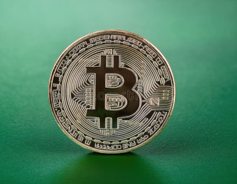 A Sparkling Bitcoin Coin Adorned with Diamonds Against a Deep Emerald ...