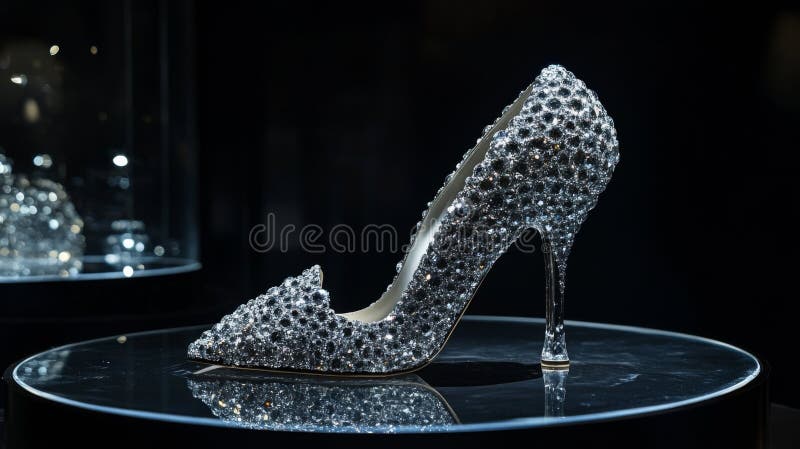 A Diamond Encrusted High Heel Shoe Displayed Stock Illustration ...