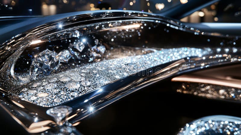 Diamond Encrusted Luxury Car Interior Dashboard Stock Illustration ...