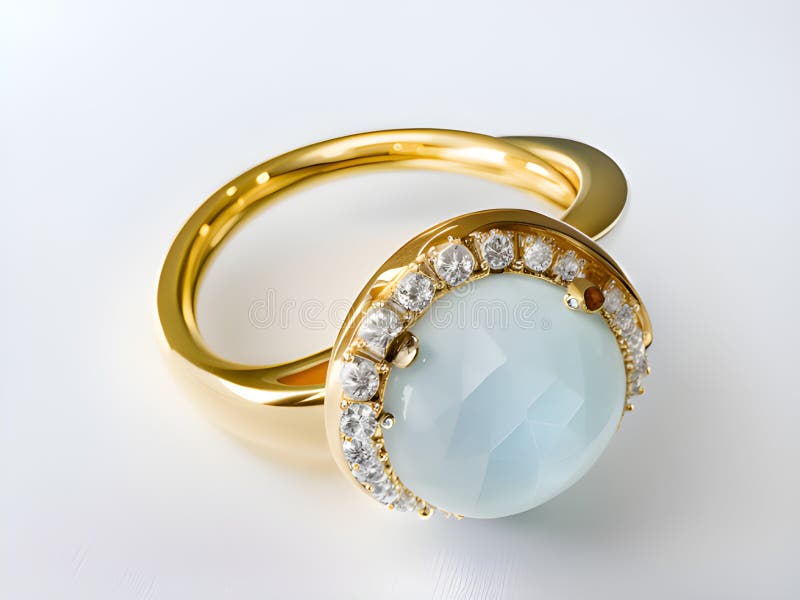 Diamond Engagement Ring on Blue Background with Diamonds Stock ...